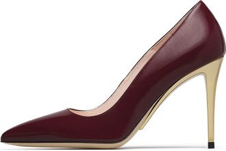 Loriblu Femme, Chaussures, Rouge, Taille: 35 EU Escarpin en Cuir Brillant avec Talon Sculpture
