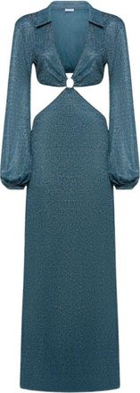 Os&eacute;ree Femme, Robes, Bleu, Taille: 42 FR Lumiere Cut Out Long Dress