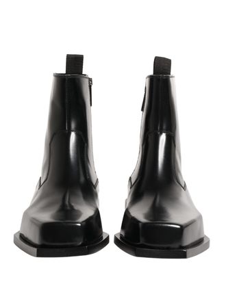 Dolce & Gabbana Mens Black Leather Zip Closure Ankle Boots Shoes