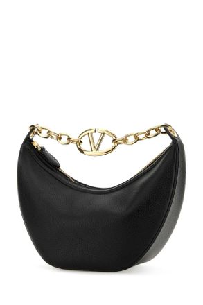 Valentino Garavani Womens Black Leather Small Hobo Vlogo Moon Handbag Nero Borse A Mano