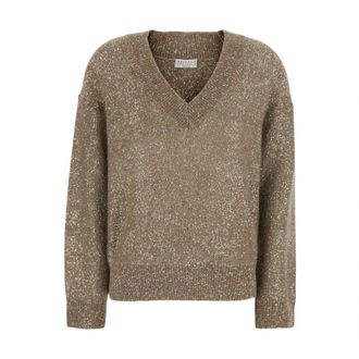 Brunello Cucinelli Pullover mit auff&auml;lliger Textur - - Knitwear - Damen - Beige - S