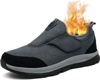 Generic Hommes Peluche Chaudes Chaussons Antidérapantes, sans Lacets Sneakers Femme, Chaussures De Marche Réglables, Antidérapant Confortable Men Dark gray 40