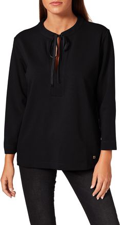 Daniel Hechter Damen Shirt with Bow Tie Langarmshirt, Schwarz (Black 990), (Herstellergr&ouml;&szlig;e: 44)