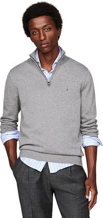 Tommy Hilfiger Pull avec Fermeture &Eacute;clair Homme Mock Neck Demi-Fermeture &Eacute;clair, Gris (Medium Grey Heather), XXL