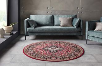Nouristan Hanse Home Nouristan Mirkan Orient Teppich Rund - Wohnzimmerteppich Orientalisch Kurzflor Vintage Orientalischer Teppich für Esszimmer, Wohnzimmer, Sc