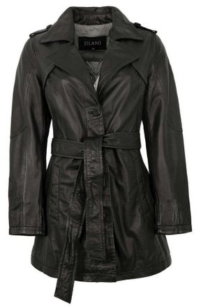 Jilani Lederjacke Hayley Jilani - Damen Ledermantel Lammnappa schwarz