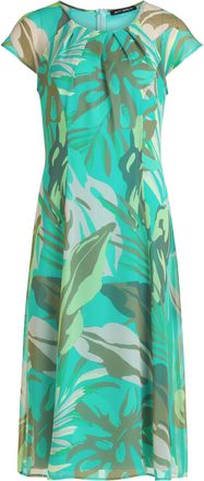 Betty Barclay Damen Chiffonkleid figurbetont 40, Khaki/Blau