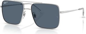 Ray-Ban Ari Bio-based Sonnenbrillen Silber Fassung Blau Glas Polarisiert 56-16