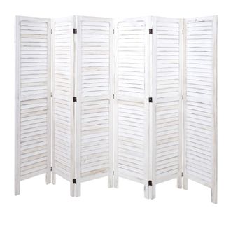 Mendler Paravent HWC-G30, Trennwand Sichtschutz Raumteiler, Shabby-Look 170x240cm - wei&szlig;