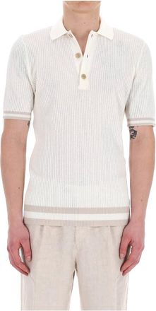 Eleventy Homme, Tops, Blanc, Taille: 2XL Polo en coton c&ocirc;tel&eacute; avec larges boutons