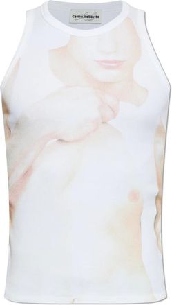 Carne Bollente unisex, Tops, Blanc, Taille: XL Top C&ocirc;tel&eacute; avec Imprim&eacute;
