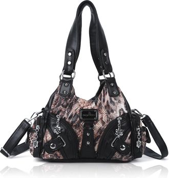 Angel Kiss Kleine Hobo-Umh&auml;ngetaschen f&uuml;r Damen, Vagen, Leder, mehrere Taschen, Tragetasche mit Rei&szlig;verschluss, Leopad Schwarz/Braun
