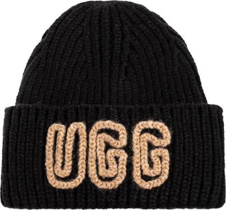 UGG Ugg, Femme, Accessoires, Noir, Taille: ONE Size Logo Beanie