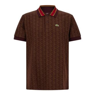 Lacoste Klassisches Monogramm-Jacquard-Polohemd - - Tops - Herren - Braun - S