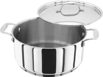 Stellar Profile 24 cm Schmortopf - 3,7 l Edelstahl Kochtopf Induktion mit Zwei Griffen - Sp&uuml;lmaschinen- und Ofenfest, Unbeschichtet und PFAS-Frei