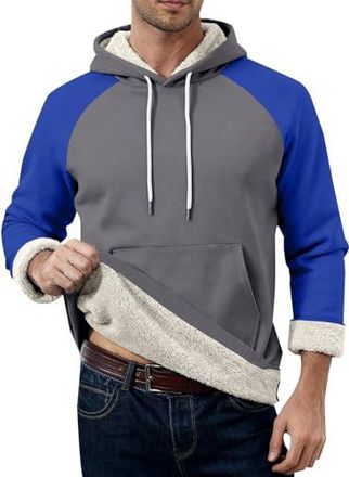 Generic Sweat à capuche doublé en polaire pour homme - Manches longues - Couleurs contrastées - Chandails dhiver - Hauts dautomne - Sweat à capuche chaud en p
