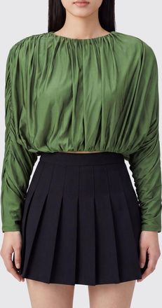 Self Portrait Drapiertes Cropped-Top aus Jersey mit langen &Auml;rmeln