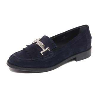 Tod's Femme, Chaussures, Bleu, Taille: 35 EU Chaussure mocassin en daim foncé avec frange