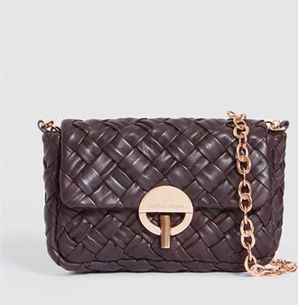 Vanessa Bruno Petit Sac Moon Cuir Tress&eacute; Chocolat