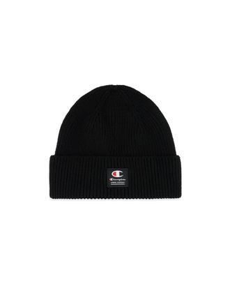 Champion Lifestyle Caps (806069) - Recycled Acrylic Knitted Garnblock Logo M&uuml;tze, Schwarz, Einheitsgr&ouml;&szlig;e Unisex - Erwachsene FW24, Schwarz, One Size