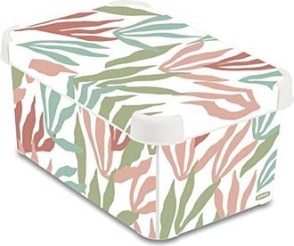 Curver | Deco Stockholm S 6 l - Decor Modern Leaves, Weiß, 29,4 x 19,3 x 13,8 cm