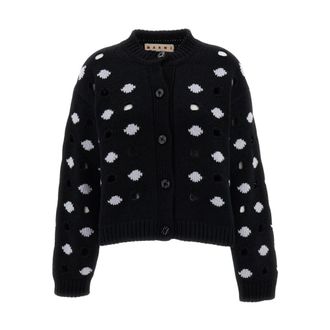 Marni Jacquard-Front Kurzcardigan - - Knitwear - Damen - Schwarzk - 2XS