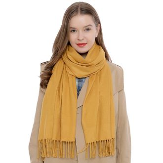 DonDon Schal Damen Winter Wollschal Winterschal warm weich 185 x 65 cm gelb