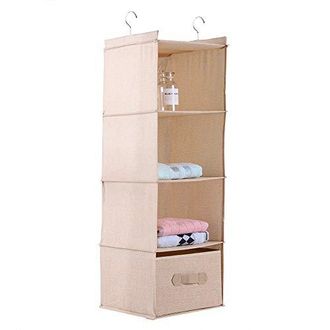 Generic Yctze Placard Suspendu avec 4 &eacute;tag&egrave;res et Tiroir - Support de Rangement pour V&ecirc;tements Gris, Organisation Efficace du Placard - Pulls, Linge de Maison