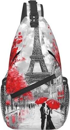 Generic Sacoche Homme Bandouliere Tour Eiffel, Paris vintage Multifonction Sac Bandouli&egrave;re Durable Sac &agrave; Poitrine pour Cyclisme Randonn&eacute;e Camping
