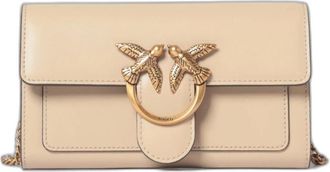 Pinko Pinko - Pochette Love Bag One en cuir - Femme - Sacs - Beige - Taille: ONE Size