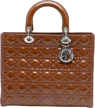 Dior Tan Large Patent Cannage Lady Dior