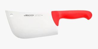 Arcos Fleischermesser Cleaver - Klinge aus Edelstahl 20 cm, Griff aus Polypropylen - Silber, Farbe Rot, Serie 2900 - Widerstandsf&auml;hig und Hygienisch mit Far