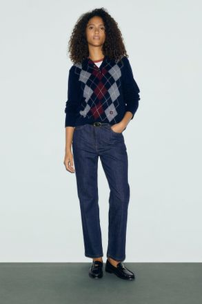 Gerard Darel Polo en laine &agrave; losanges - REMA - Marine