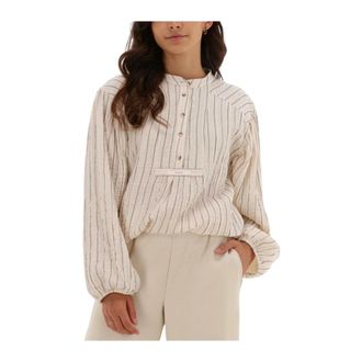 10 Days Oversized Lurex Shirt Bluse - - Blouses & Shirts - Damen - Beige - XS