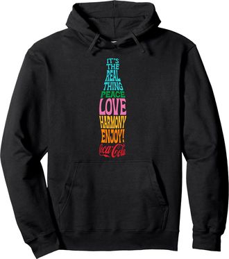 Coca Cola Ware Rainbow Colored Word Stack Bottle Pullover Hoodie