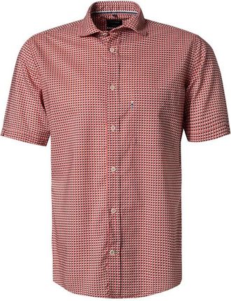 Olymp Herren Kurzarmhemd rot gemustert