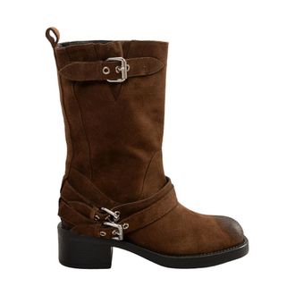 Ermanno Scervino Bottes Biker en Daim - Femme - Chaussures - Brun - Taille: 40 EU