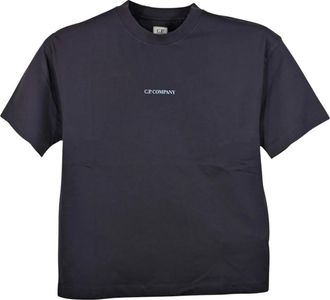 C.P. Company C.p. Company, Homme, Tops, Bleu, Taille: 2XL T-Shirt Logo Manches Courtes 30/1 Jersey