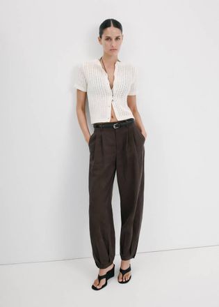 Mango Cardigan maille ajour&eacute;e &eacute;cru - Femme - XXS - MANGO