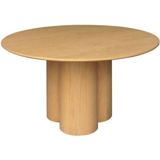Sweeek Runder Esstisch Hevea-Holz und Eichenfurnier f&uuml;r 4 Personen &Oslash;130 cm