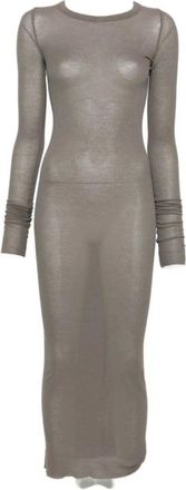 Rick Owens Femme, Robes, Gris, Taille: 40 FR Ribbed Knit Midi Dress