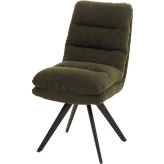 Hhg Chaise de salle &agrave; manger HHG 481, chaise de cuisine pivotante Auto-Position Tissu/Textile Boucl&eacute; mvg, vert