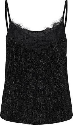 Only Onlnew Carol S/L Glitter Mix Top Boxjrs Haut, Noir/d&eacute;tail : Noir zigga, S Femmes