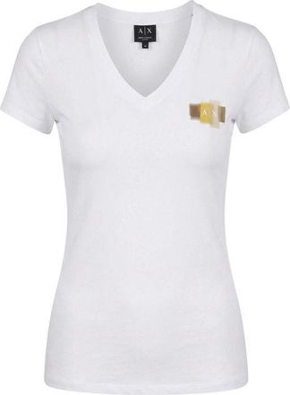 A|X Armani Exchange Gold Logo Cotton T-Shirt - White