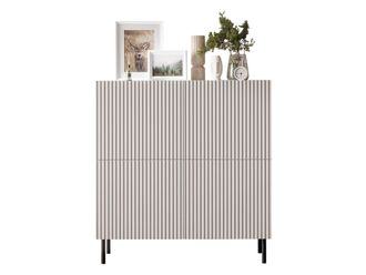 Mirjan24 Kommode Arypot 4D mit 4 T&uuml;ren, innen 8 F&auml;cher, gefr&auml;ster Front, Griffloses System, Metallf&uuml;&szlig;e, Highboard, Anrichte, Sideboard, Mehrzweckschrank (Cashm