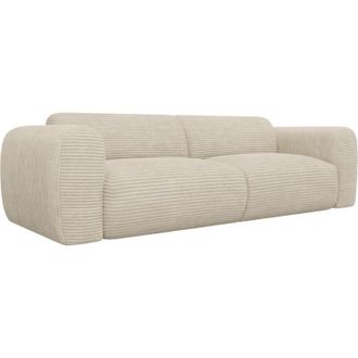 Vente-Unique Canap&eacute; 4 places en velours c&ocirc;tel&eacute; beige POGNI de Maison C&eacute;phy