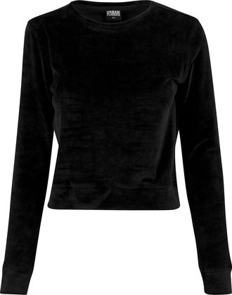 Urban Classics Damen Sweatshirt Ladies Short Velvet Crew, Gr. X-Small, Schwarz (Black 7)
