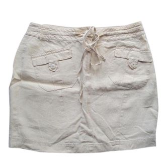 Escada Metallic Linen Cream Skirt Size S