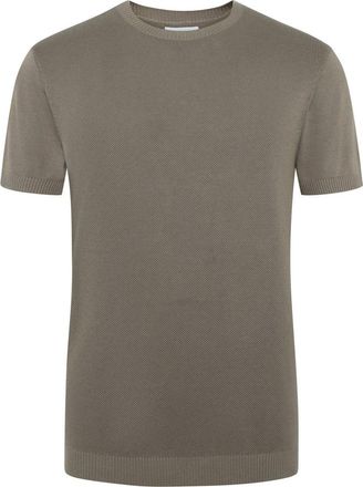 Tom Rusborg Leichtes Strick-T-Shirt mit frontseitiger Reiskornstruktur in