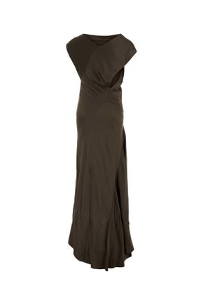 Alberta Ferretti Asymmetric Wrap Viscose Dress - Gray